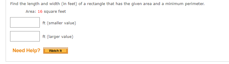 Solved Find the length and width (in feet) of a rectangle | Chegg.com