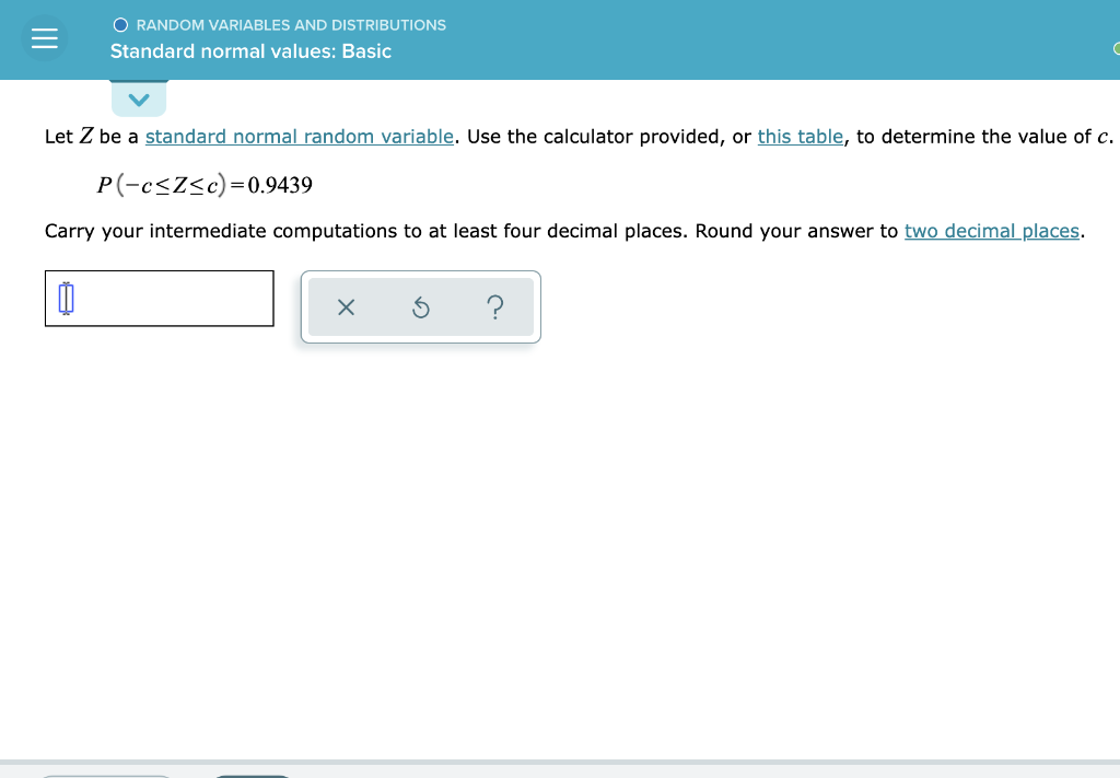 Solved O RANDOM VARIABLES AND DISTRIBUTIONS Standard normal | Chegg.com