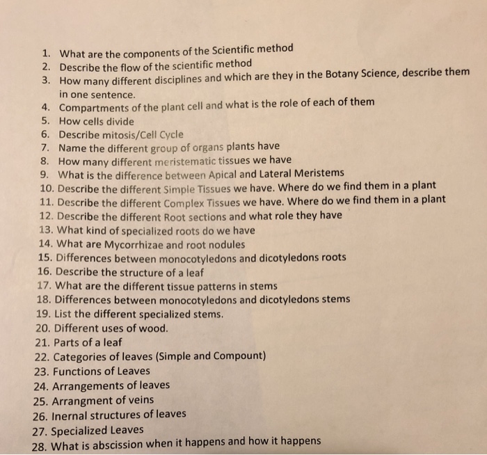 Solved What are the components of the Scientific method 2. | Chegg.com