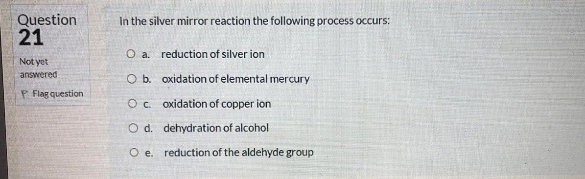 Solved In the silver mirror reaction the following process | Chegg.com