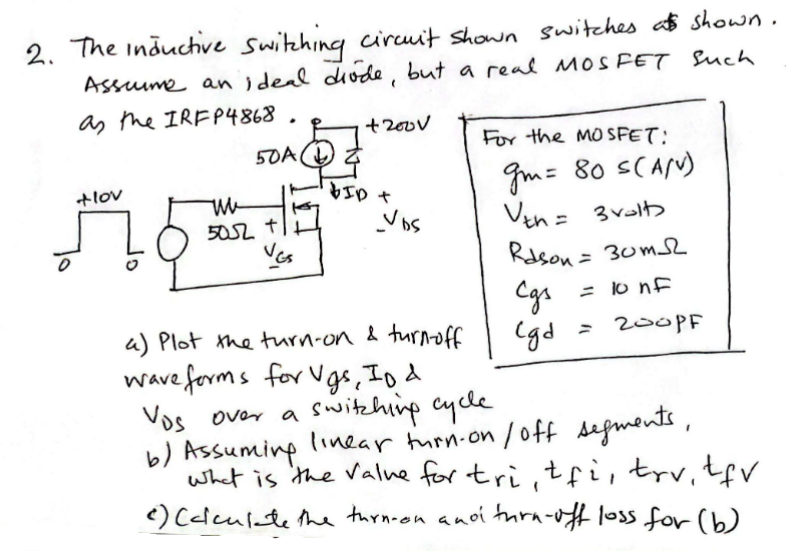 Solved The inductive switzhing circuit shown switches | Chegg.com