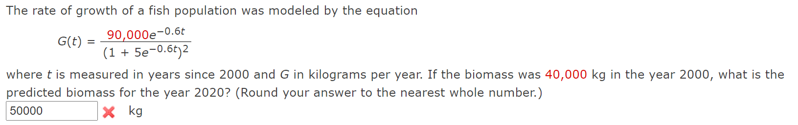 Solved The rate of growth of a fish population was modeled | Chegg.com