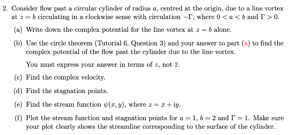 2. Consider flow past a circular cylinder of radius | Chegg.com