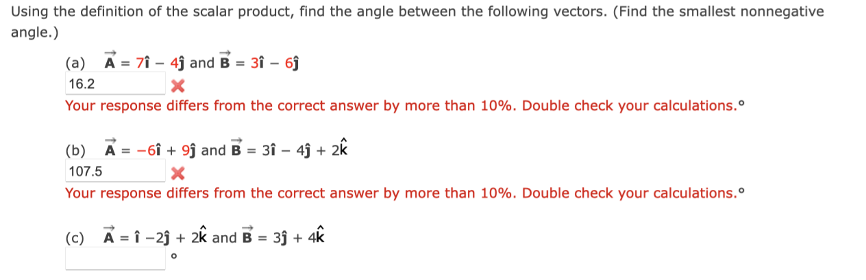 Solved sing the definition of the scalar product, find the | Chegg.com