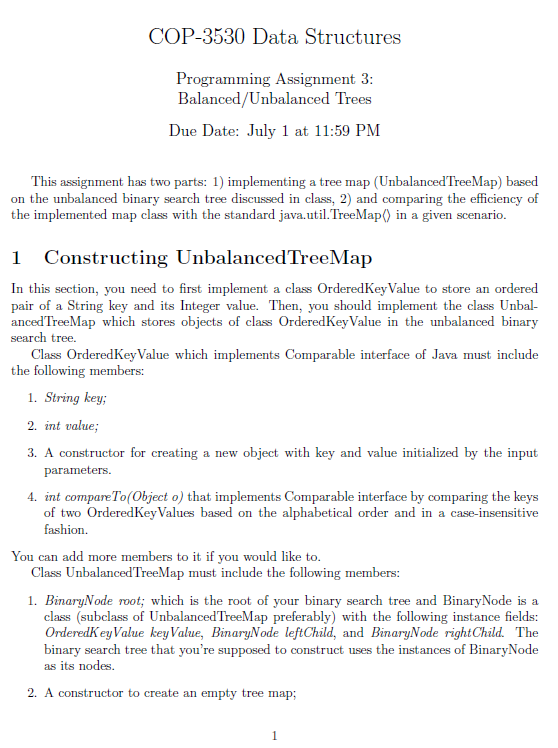 COP-3530 Data Structures Programming Assignment 3: | Chegg.com