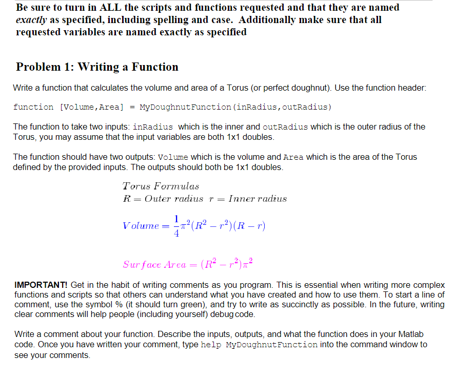 Solved Be sure to turn in ALL the scripts and functions | Chegg.com