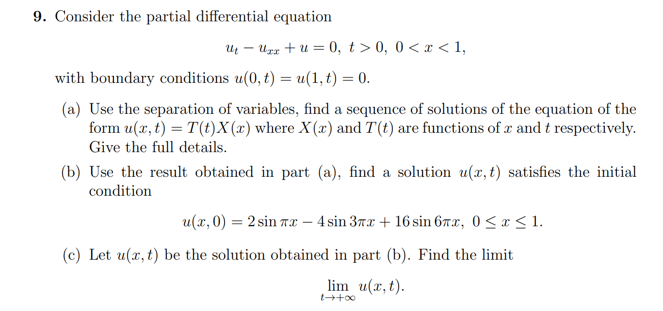Solved Consider the partial differential | Chegg.com