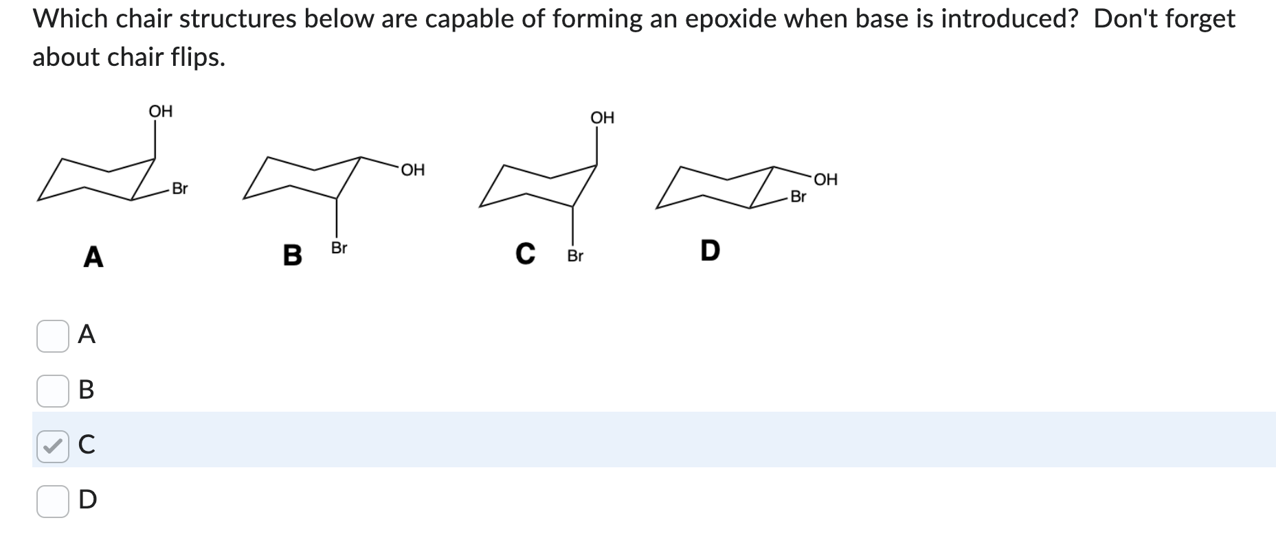 Solved Which chair structures below are capable of forming | Chegg.com
