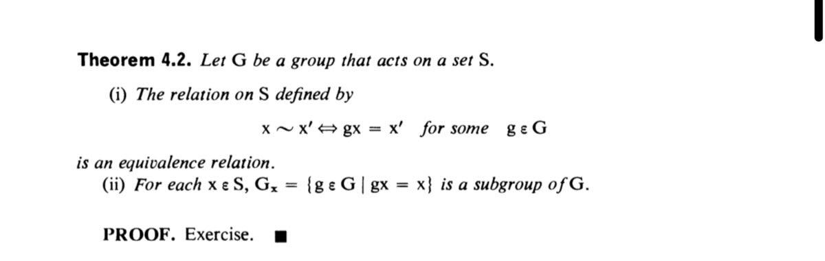 Solved Theorem 4.2. Let G be a group that acts on a set S. | Chegg.com