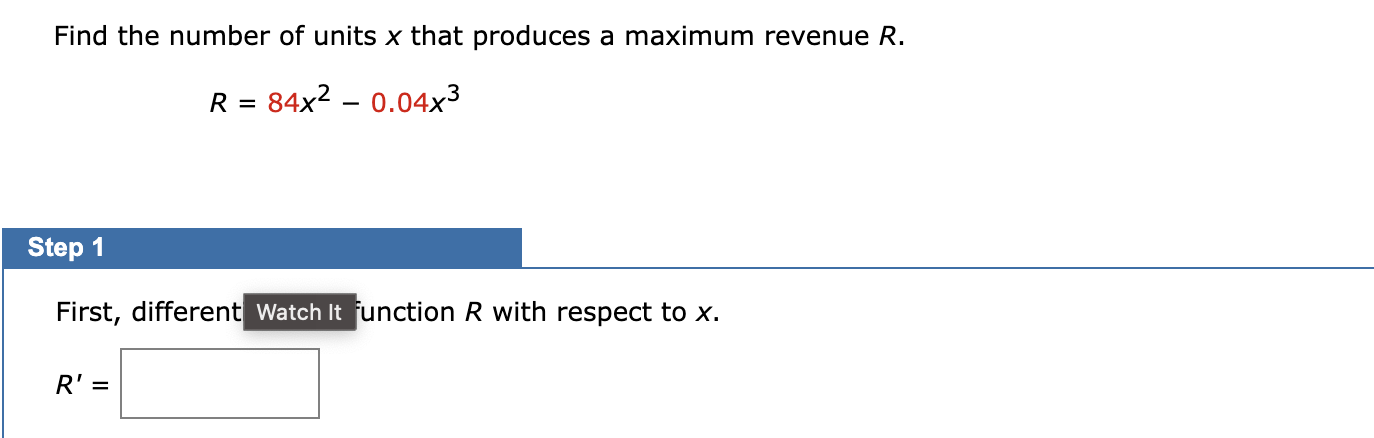 Solved Find the number of units x that produces a maximum | Chegg.com