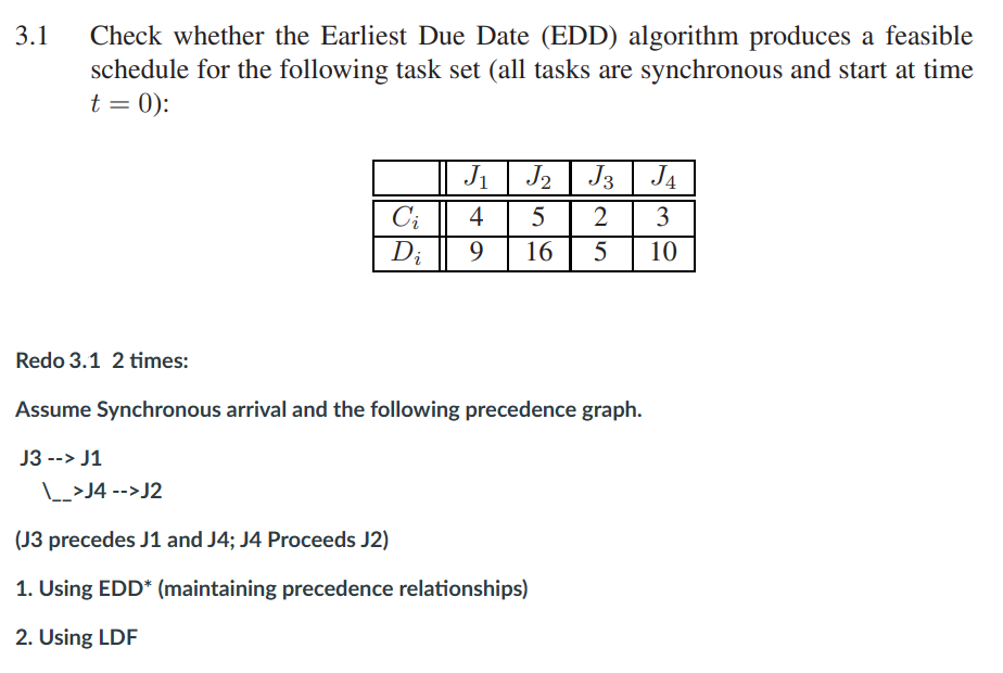 Solved 3.1 Check whether the Earliest Due Date (EDD) | Chegg.com
