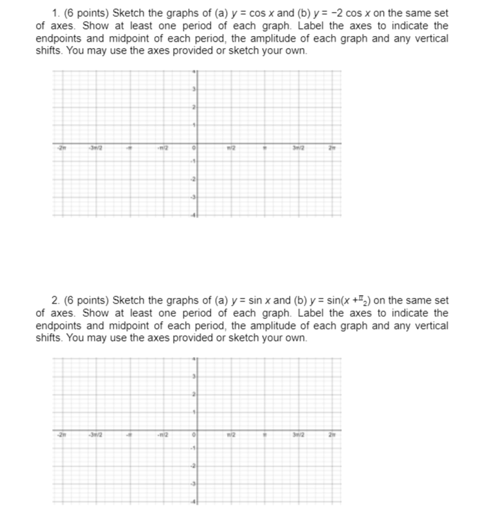 Solved 1. (6 points) Sketch the graphs of (a) y=cosx and (b) | Chegg.com