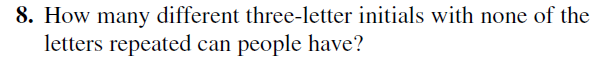 Solved 8. How many different three-letter initials with none | Chegg.com