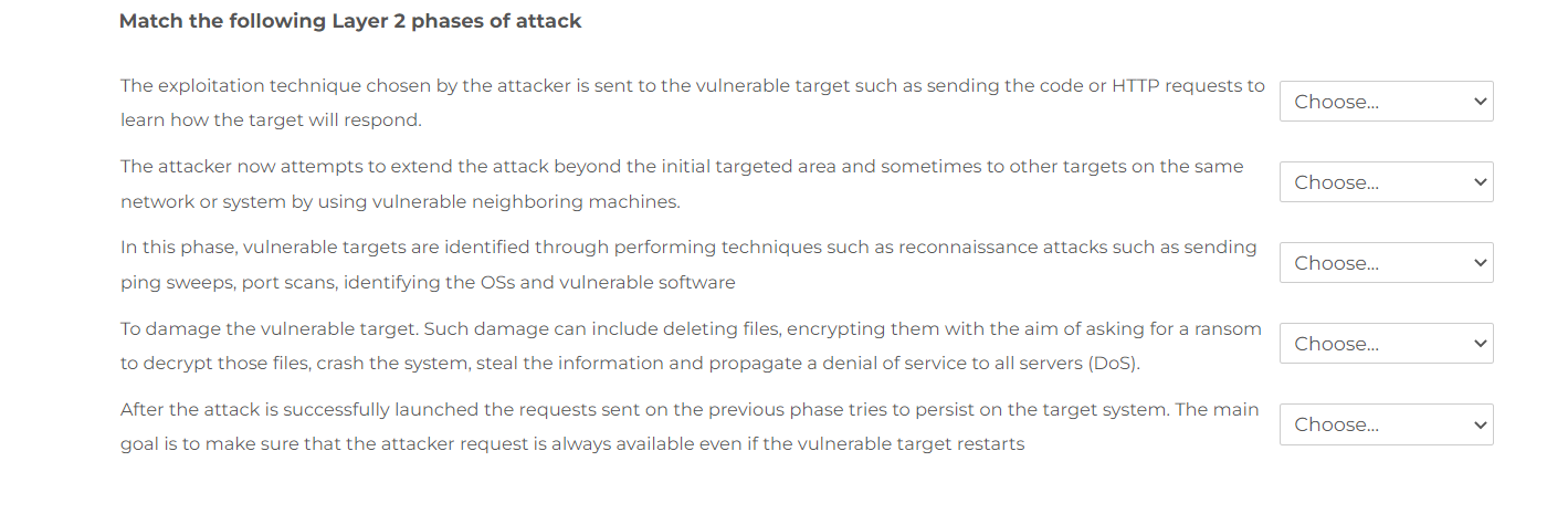 Match the following Layer 2 phases of attack The | Chegg.com