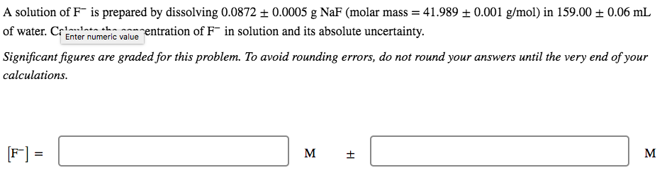 Solved A solution of F−is prepared by dissolving | Chegg.com