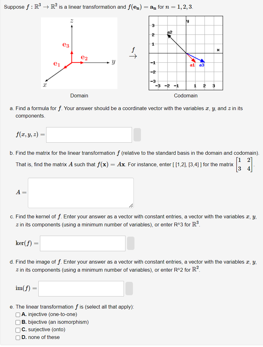 Solved Suppose f:R3→R2 is a linear transformation and | Chegg.com