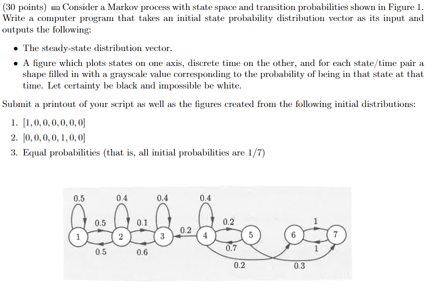 Solved (30 points) = Consider a Markov process with state | Chegg.com