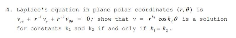 Solved 4. Laplace's equation in plane polar coordinates (r, | Chegg.com