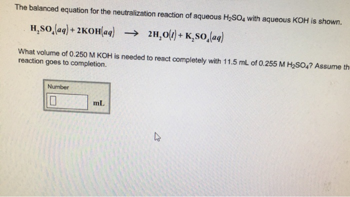 Solved The balanced equation for the neutralization reaction | Chegg.com