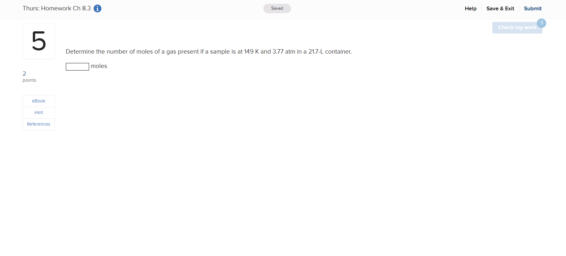Solved Thurs: Homework Ch 8.3 i Saved Help Save & Exit | Chegg.com