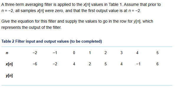 Solved A three-term averaging filter is applied to the x[n] | Chegg.com