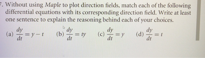 Solved Without Using Maple To Plot Direction Fields Match 2064