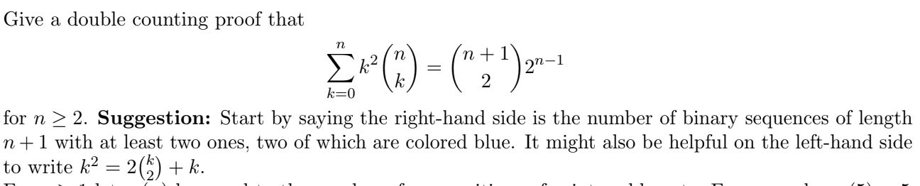 Solved Give a double counting proof that | Chegg.com