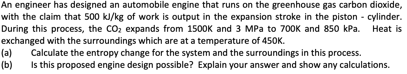 Solved An engineer has designed an automobile engine that | Chegg.com