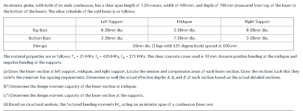 An interior girder, with both of its ends continuous, | Chegg.com