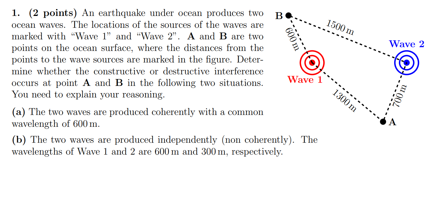 Solved 1500 m ա 009 Wave 2 1. (2 points) An earthquake under | Chegg.com