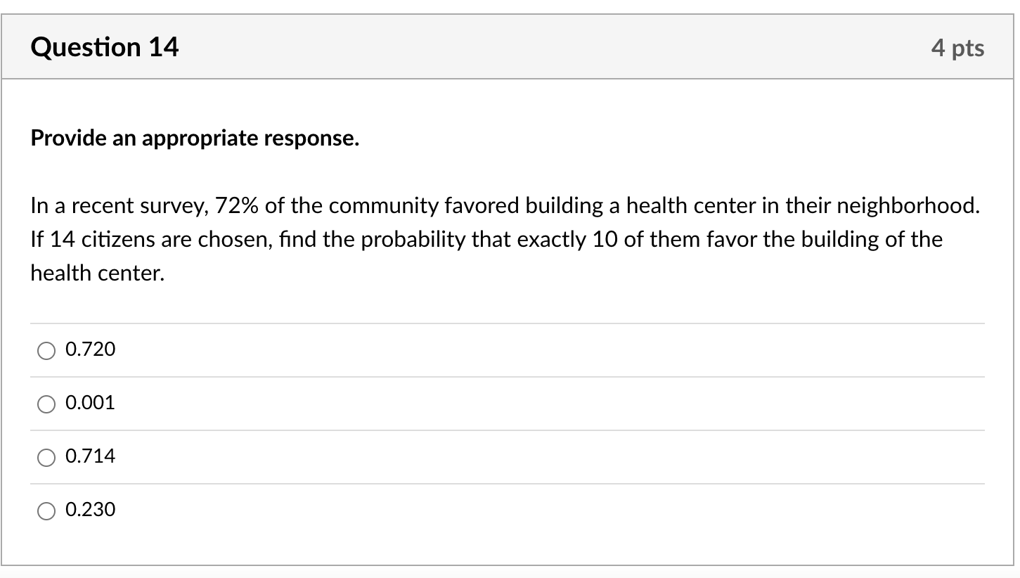 Solved Provide An Appropriate Response In A Recent Survey