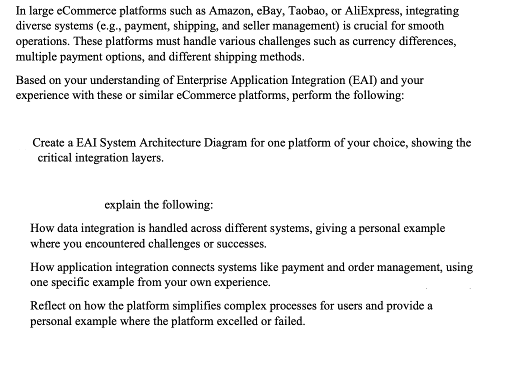 Solved In large eCommerce platforms such as Amazon, eBay, | Chegg.com