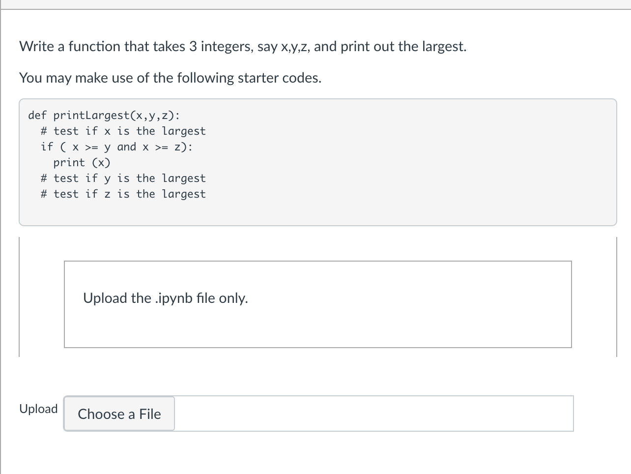Solved Write a function that takes 3 integers, say x,y,z, | Chegg.com