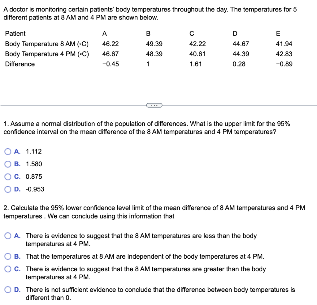 Solved A doctor is monitoring certain patients' body | Chegg.com