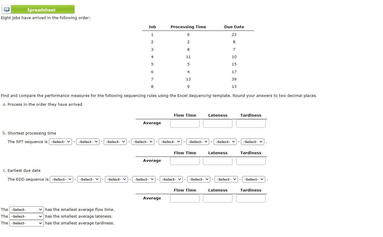 Solved Eight jobs have arrived in the following order: Find | Chegg.com