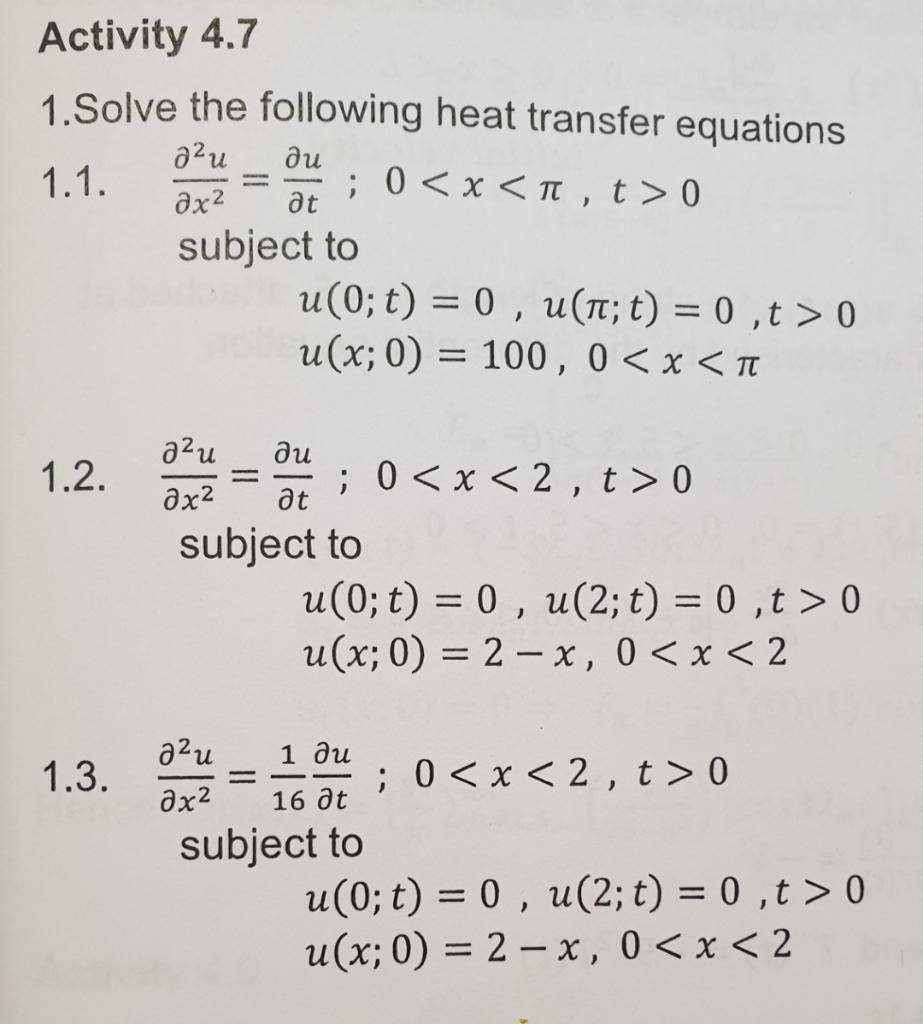 Solved 1.Solve the following heat transfer equations 1.1. | Chegg.com