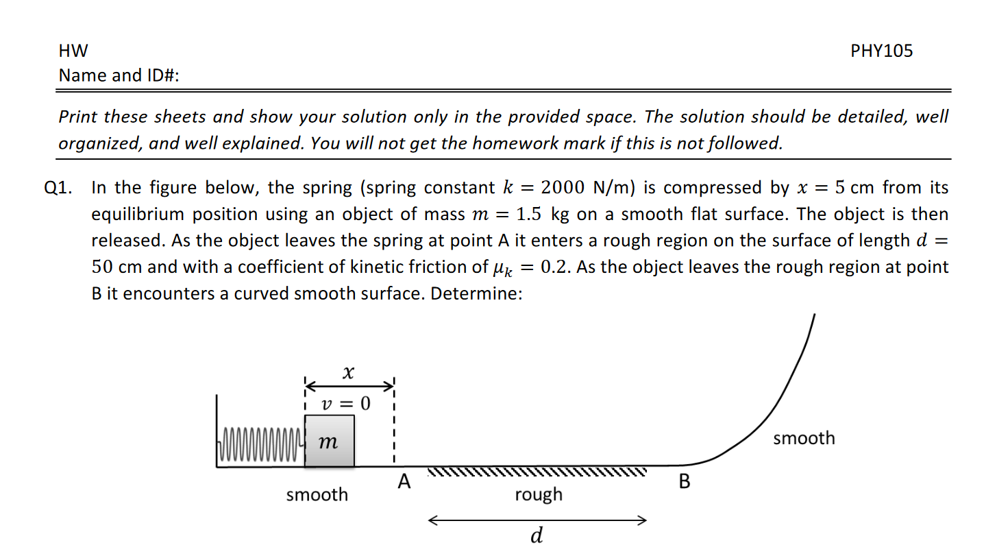 Solved a) The speed of the object as it leaves the spring at | Chegg.com