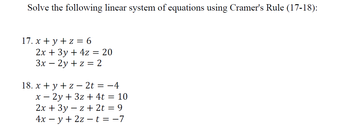 Solved Solve the following linear system of equations using | Chegg.com