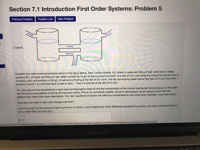 Solved Section 7 1 Introduction First Order Systems Problem