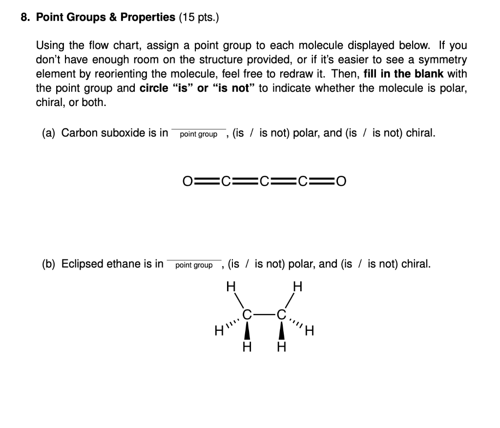 Solved 8. Point Groups & Properties (15 pts.) Using the flow | Chegg.com