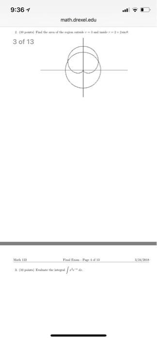 Solved 9:361 math.drexel.edu 3 of 13 Math 122 Final | Chegg.com