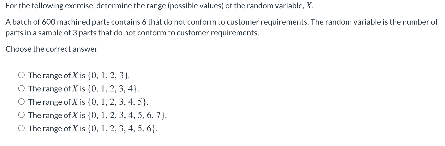Solved For the following exercise, determine the range | Chegg.com