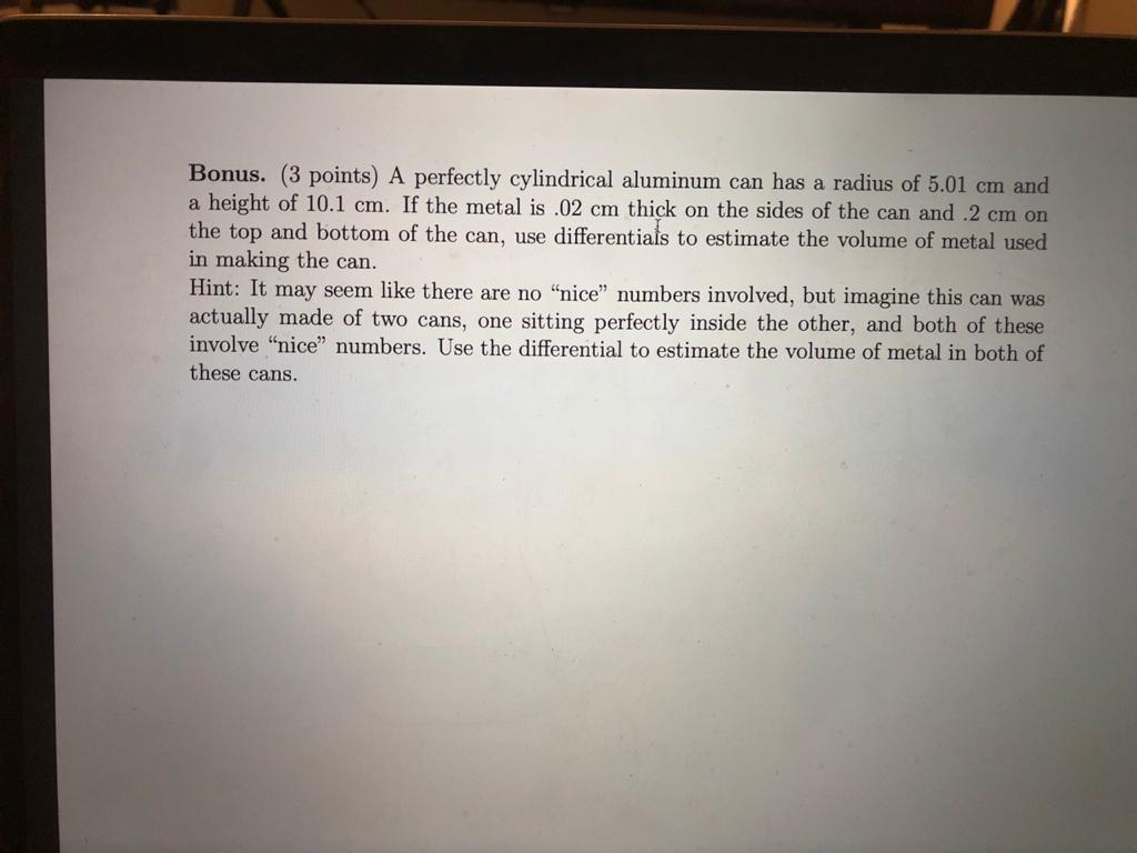 Solved Bonus. (3 points) A perfectly cylindrical aluminum | Chegg.com