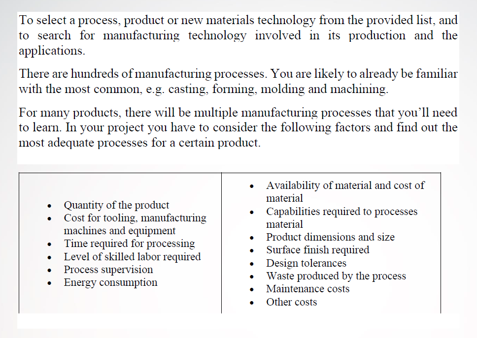Solved I need this table for manufacturing process for | Chegg.com