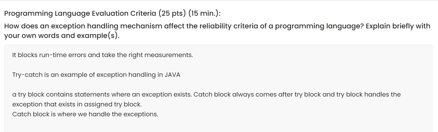 Solved Programming Language Evaluation Criteria ( 25pts) ( | Chegg.com
