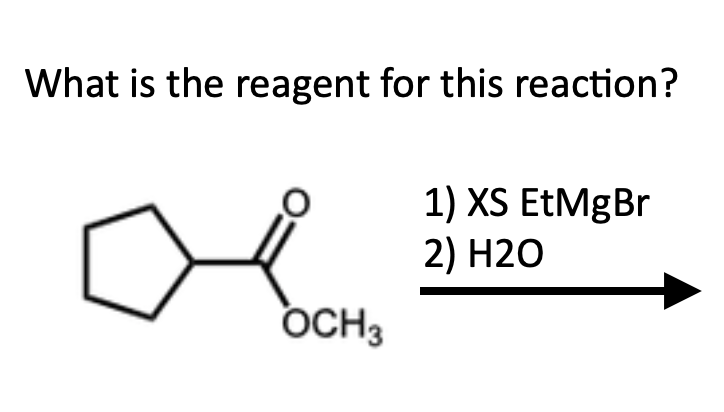 Solved What is the reagent for this reaction? 1) XS ETMgBr | Chegg.com