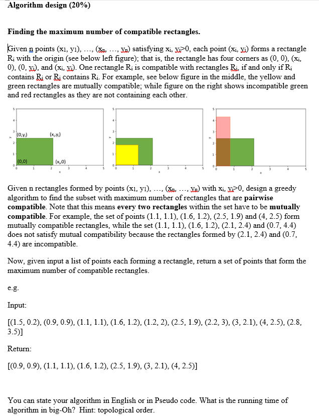 Algorithm design (20%) - Finding the maximum number | Chegg.com