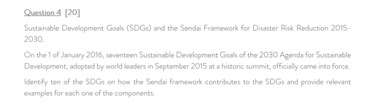 Question 4 [20] Sustainable Development Goals (SDGs) | Chegg.com