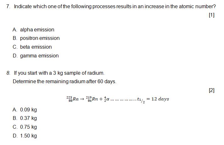 Solved 7. Indicate which one of the following processes | Chegg.com