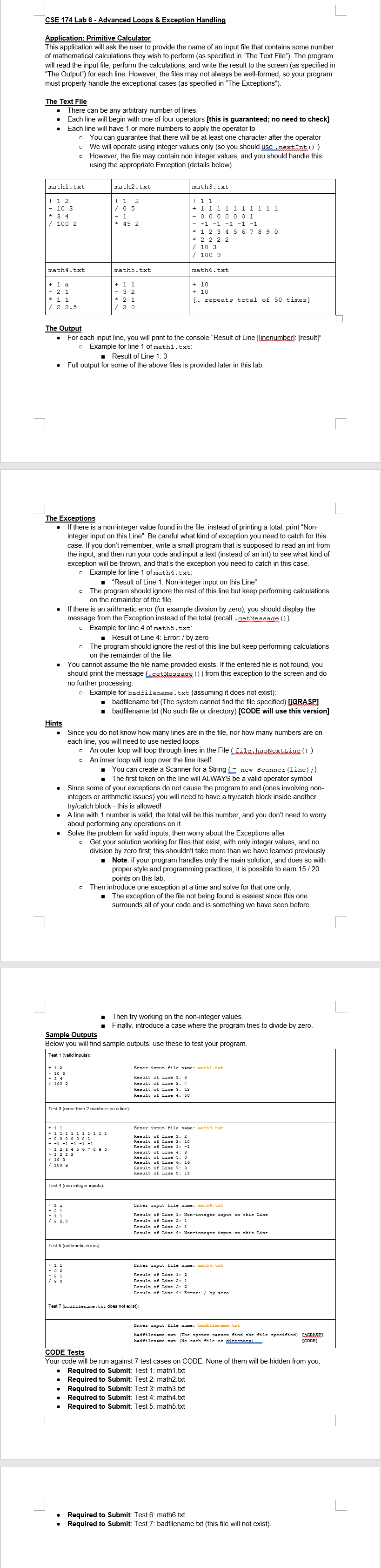 Solved CSE 174 Lab 6 - Advanced Loops & Exception Handling | Chegg.com